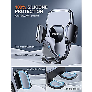 TORRAS Silicone Phone Mount for Car [Anti-Slip & Anti-Scratch] Cell Phone Holder Mount [Thick Case Friendly] Universal for Dashboard Air Vent Windshield iPhone 14 13 12 Pro Max Samsung Galaxy S22