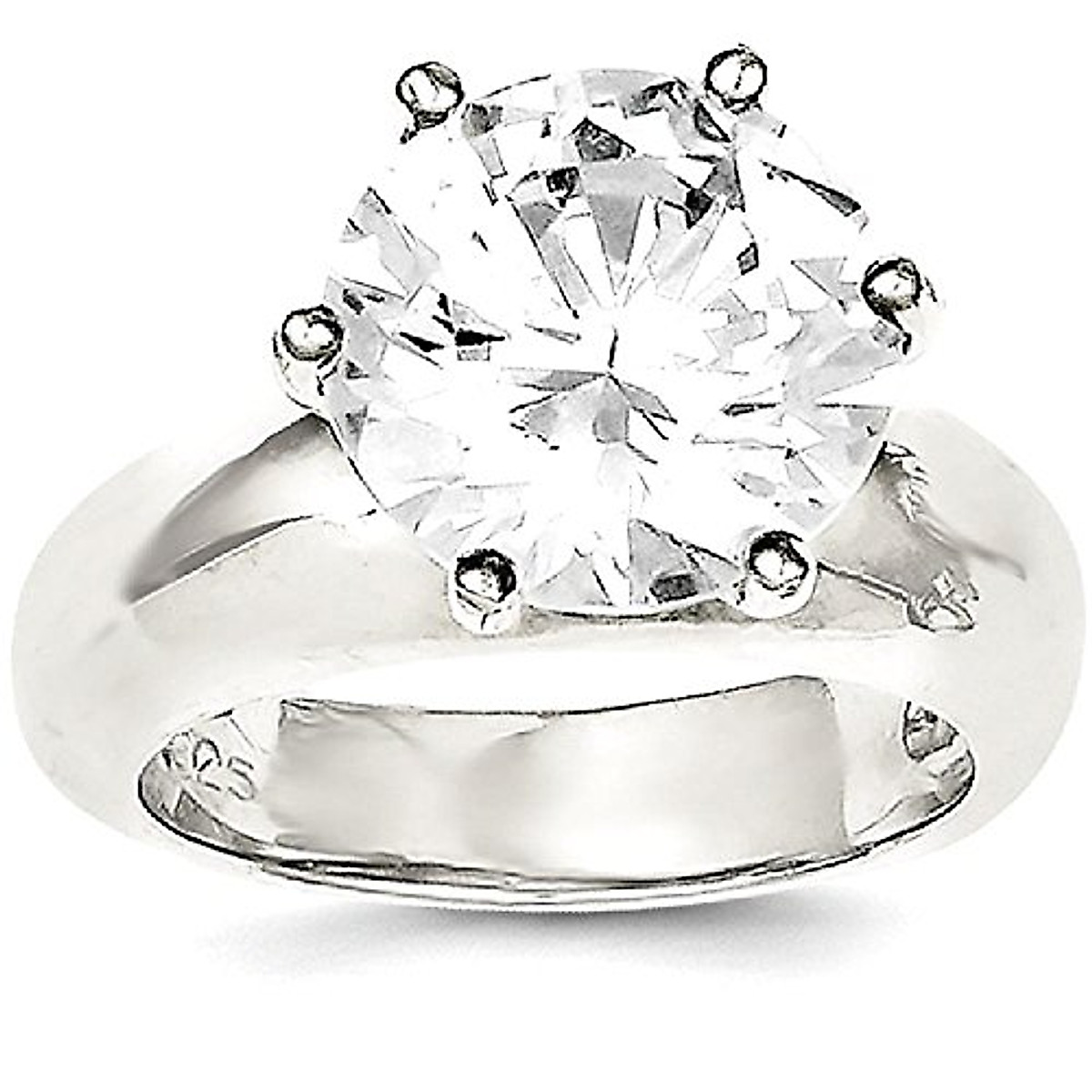 925 Sterling Silver Solitaire Round Cubic Zirconia CZ Engagement Ring Size 8