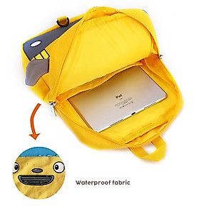 willikiva Little Cute Bus Mini Toddler Travel School Backpack for Kids Boys Girls to Preschool Waterproof Children with Safety Harness Leash Chest Strap Bag(Yellow)