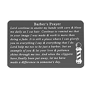Gzrlyf Barber's Prayer Wallet Card Metal Wallet Insert Inspirational Gifts for Hairdresser Hairstylist (Black)