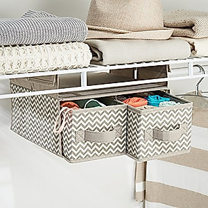 InterDesign Chevron Soft Closet Storage - Hanging Shelf with Two Drawers for Wire Shelving Systems, Taupe/Natural