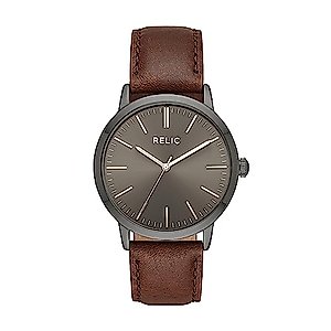 Relic by Fossil Men's Jeffery Three-Hand Dark Brown Leather Band Watch (Model: ZR77300)