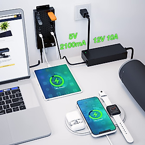 USB 2.0 Hub Type-C Multi Safety 10 Ports Powered, with AC Adapter, Aluminum USB Splitter with Cooling Fan - Type C for Laptops & PC, PC,Flash Drives, HDD, Hard Drive, Mouse, XPS, Xbox, Keyboard