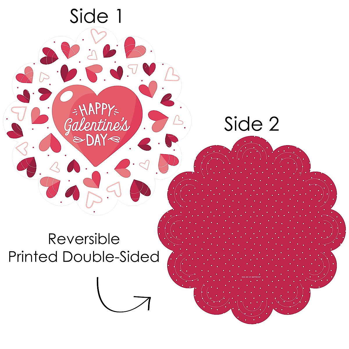 Big Dot of Happiness Happy Galentine’s Day - Valentine’s Day Party Round Table Decorations - Paper Chargers - Place Setting for 12