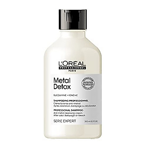 L'OREAL PROFESSIONNEL PARIS Metal Detox Shampoo, Protects Color-Treated Hair From Damage and Breakage, For Smooth, Strong & Shiny Looking Hair, Rich & Creamy Texture, Serie Expert, 300 ml