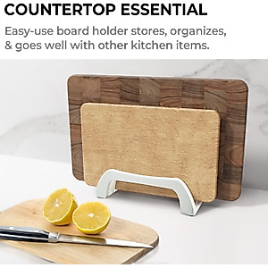 carrotez Index Plastic Cutting Board Holder, Cutting Board Organizer Stand Holder, Cutting Board Organizer Rack Storage, Baking Sheet, Bakeware, Cookie Sheet Organizer 0.6 Inch Width Slots - White