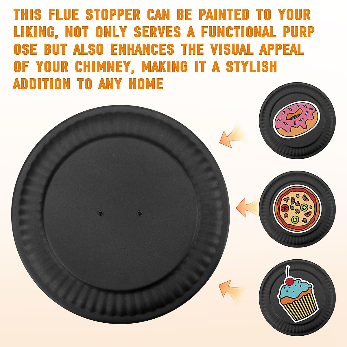 Adjustable Flue Stopper Replacement Furnace Flue Hole Cover Cap, Chimney Stove Pipe Hole Cover 6719900 Fits 6" 7" 8" Flue Wall Openings