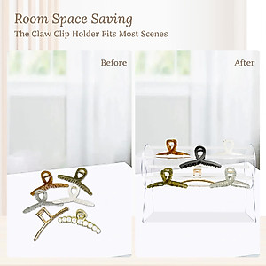 HOORITO Acrylic Hair Accessories Organizer Holder,360-Degree Rotating Claw Clip Organizer,Hair Clip Organizer Display Clear Stand for Dressing Table for Women and Girls