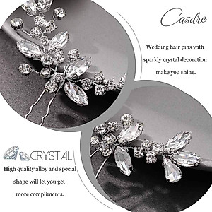 Casdre Crystal Bride Wedding Hair Pins Rhinestone Bridal Hair Pieces Wedding Hair Accessories for Women and Girls (Pack of 2) (A Silver)