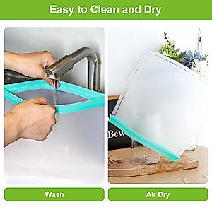 Moretoes 20 Pack Reusable Freezer Food Storage Bags, Silicone Bags Reusable Storage, Quart Freezer Bags for Lunch Marinate Food Travel (Green, 6 Sizes, Stand Up & Lay Flat)