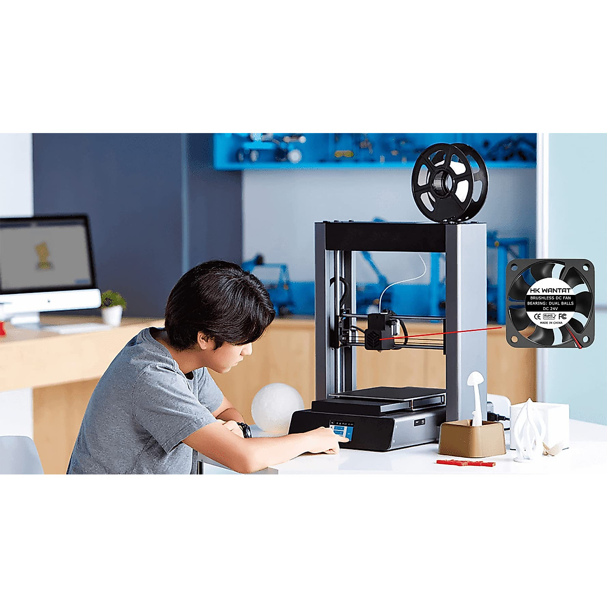 3Pcs HKWANTAT Dual Ball Bearings Brushless DC Cooling 40mm Fan 24v 4010 40x40x10mm 2-Pin