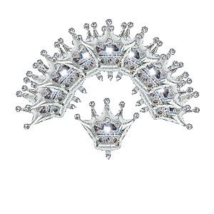 10PCS Silver Mini Crown Balloons for Engagement Wedding Anniversary Birthday Decorations Aluminum Foil Balloon for Bridal Shower Girl Woman