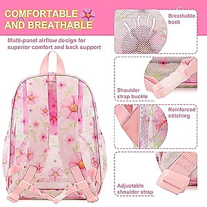 LOIDOU Mesh Backpack for Toddler Girls Semi-Transparent Mesh Bookbag 15 Inch Preschool Kindergarten Backpacks See Through Sturdy School Bags for Travel Beach Hiking Swim