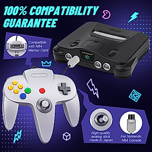 FISUPER Wired N64 Controller Classic Gamepad Joystick for N64 Console (2 Pack Grey)