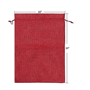 Tapleap Burlap Bags with Drawstring, 10x14 Burlap Favor Sacks (Lot of 10) for Wrapping Halloween Favors or Gifts, Birthday, Wedding, Party or Household Use(Red)