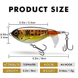 TRUSCEND Fishing Lures for Bass Trout Double Floating Rotating Tail Whopper Swimbaits Bass Lures Freshwater Saltwater Bass Fishing Plopper Lures Kit Lifelike Teasers Fishing Gifts for Men
