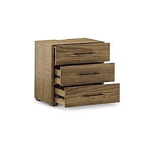 Signature Design by Ashley Dakmore Traditional 3 Drawer Night Stand with USB Charging Ports, Brown