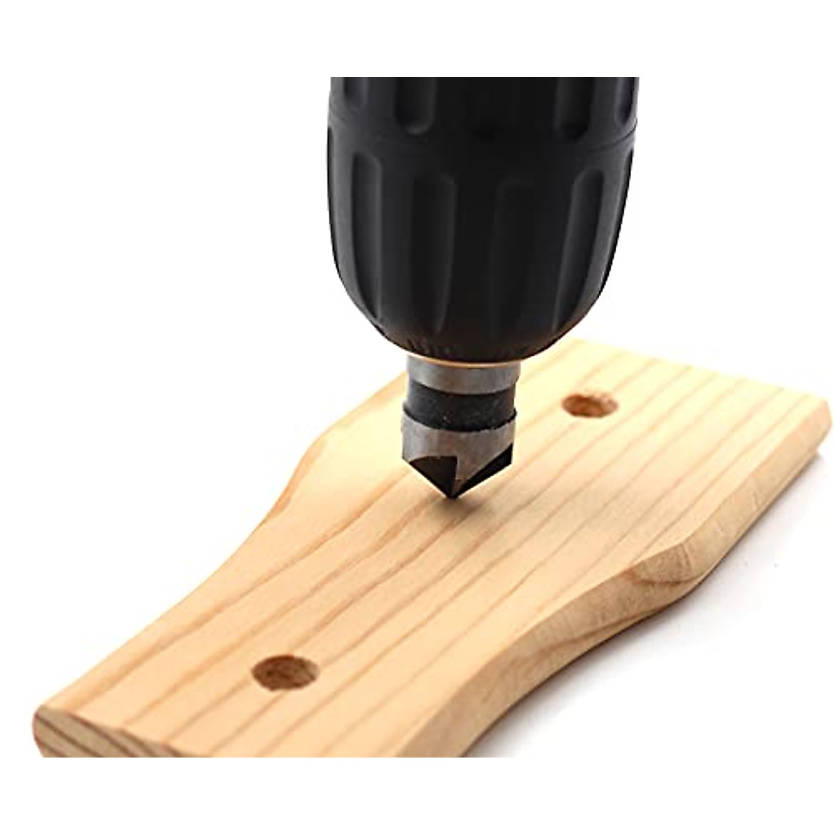 Chiloskit 5pc Industrial 5 Flutes 82 Degree Countersink Drill Bit Set Wood Metal Working Chamfer and Deburring Tool