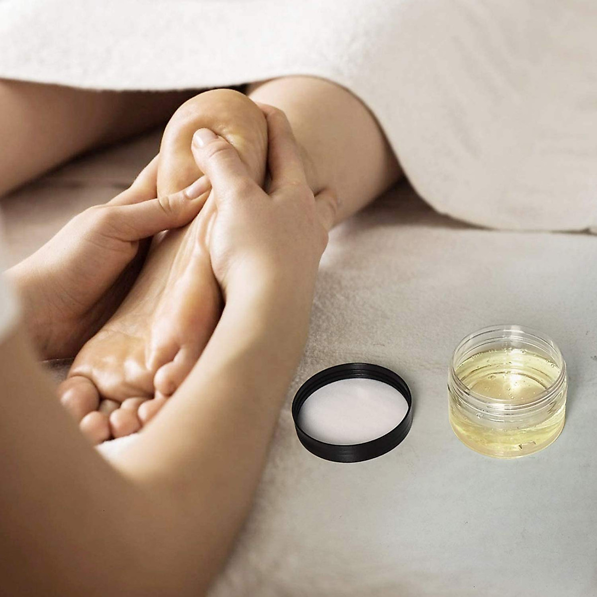 1oz Plastic Cosmetic Jars Leak Proof Clear Container with Black Lid for Cream, Lotion, Powder, ointment, Beauty Products etc, 6 Pcs.