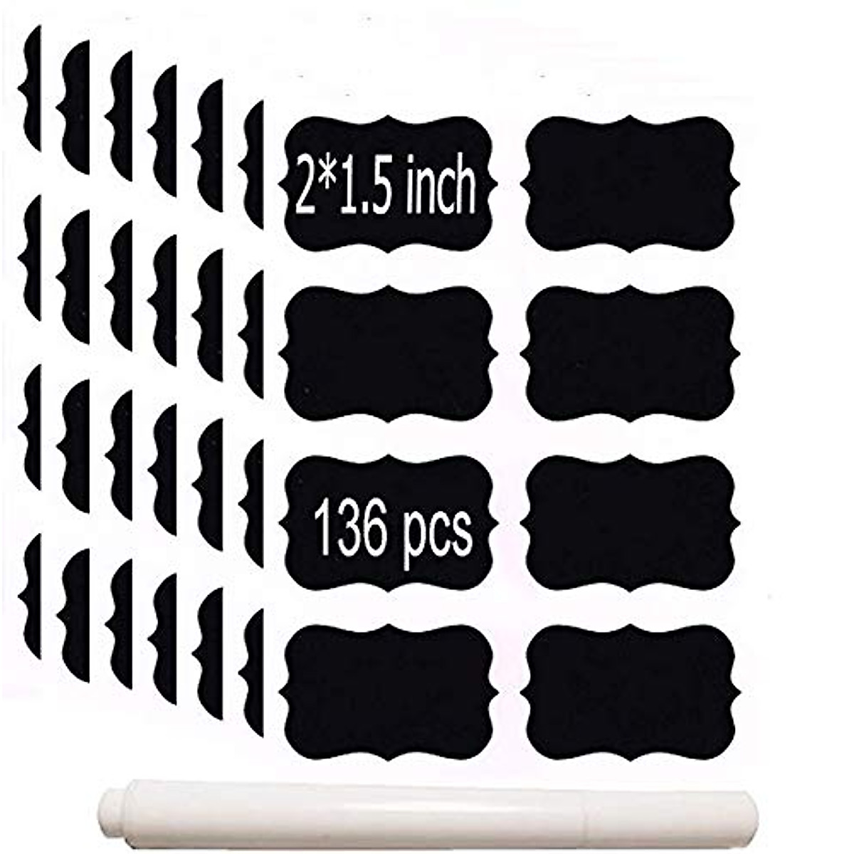 Reusable Waterproof Chalkboard Labels Blackboard Mason Jar Stickers Blackboard Stickers for The Kitchen, Pantry, Mason Jars, Wine Glasses (Black)