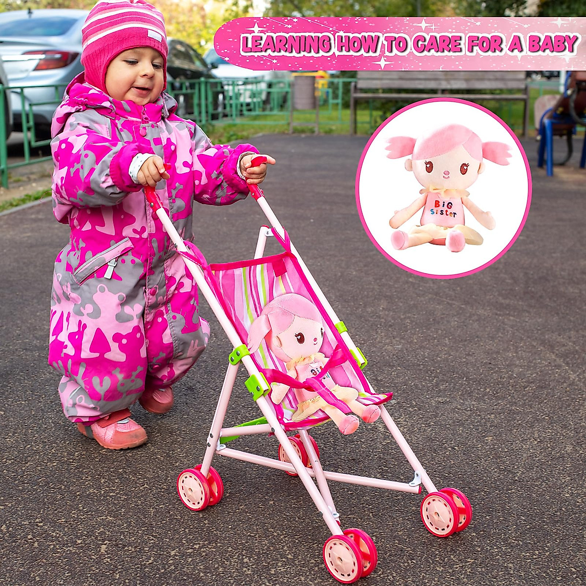 SHUNNIUB Big Sister Gifts for Girls, New Big Sister Gifts for Little Girls Age 3-12 Toddler Girls from Mom Dad Aunt Uncle Includes Tumbler Big Sister Book Little Girl Doll Big Sis Eye-Shade