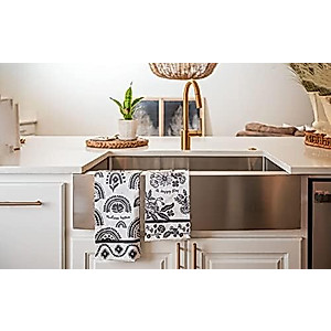 Karma Gifts Black and White Boho Tea Towel, Dog, 28" L x 20" W