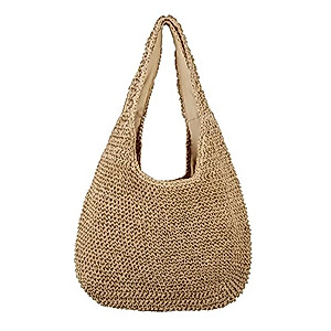 Freie Liebe Straw Tote Bag for Women Large Beach Bag Summer Woven Shoulder Handbags