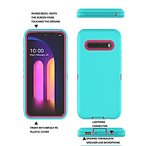 LG V60 Case, LG G9 ThinQ/LG V60 ThinQ 5G Case, Thybx [Drop Protection] Full Body Shock Dust Absorbing Grip Plastic Bumper TPU 3-Layers Durable Solid Phone Sturdy Hard Cases Cover [Turquoise]