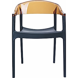 Carmen Modern Dining Chair Black Seat Transparent Amber Back (Pack of 2)