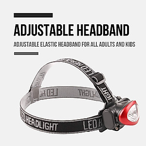 Lichamp Headlamp, 10 Pack 12 LED 3 Mode Portable Head Lamp Flashlight, Outdoor Lightweight Durable Headlight for Running, Camping, Reading, Fishing, Hunting, Walking, Jogging, Black + Red Color