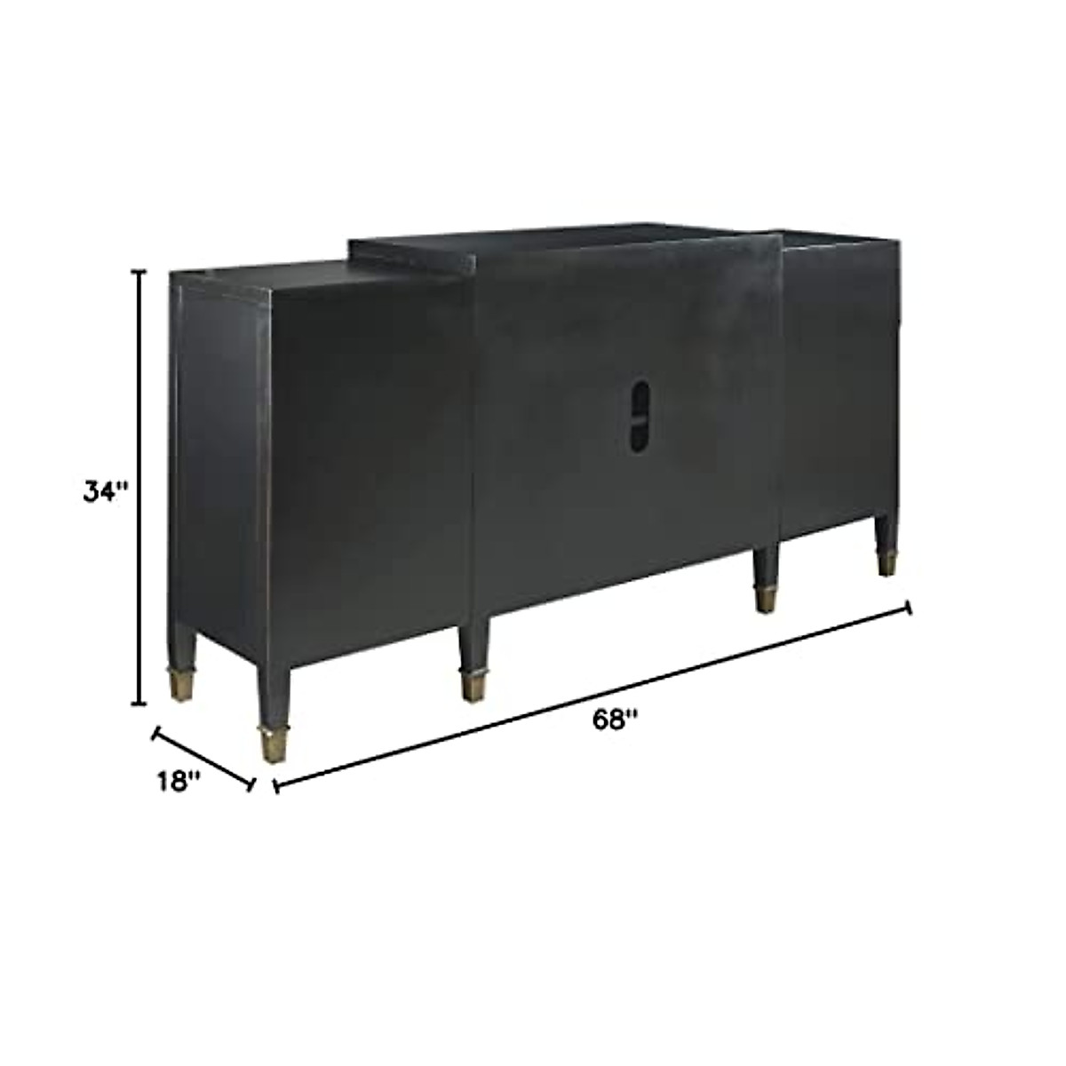 Madison Park Lyle Media Console Cabinet - Modern Luxe, Mirrored Door with Metal Hardware Buffet/Sideboard Living Room Furniture, Black