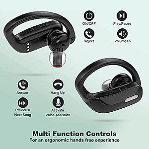 Acuvar Fully Wireless Bluetooth 5.0 Rechargeable Waterproof Sweatproof Sports Active Earbud Headphones with Microphone, 48h USB Power Charging Case Surround Stereo Bass and Passive Noise Cancelling