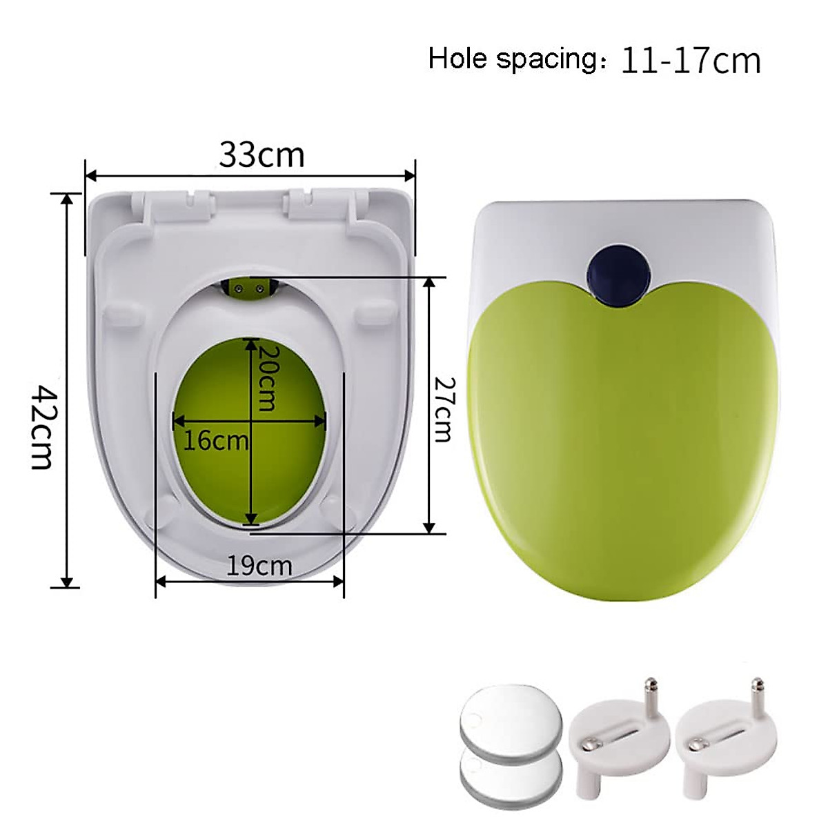 D-Shaped Toilet Seat, Built in Potty Training Toilet Seat, Toddler Toilet Seat Slow Close, Fits Both Adult And Child, PP Material,Green