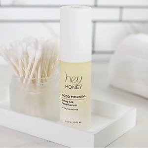 Hey Honey Skincare Good Morning Honey Silk Facial Serum for True Glow | Vitamin C Fast Acting Skin Hydrator and Skin Barrier Protector | with Hyaluronic Acid Serum | 1 oz