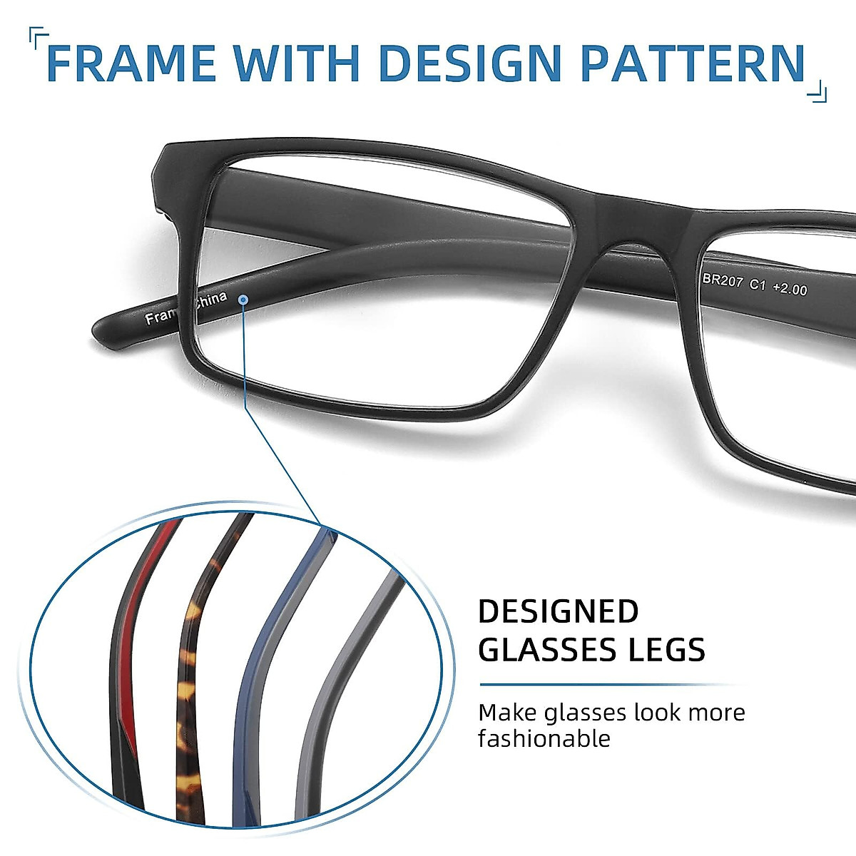 JAWSOCK 4 Pack Reading Glasses Blue Light Blocking for Men Women,Rectangular Frame Computer Readers with Spring Hinge,Anti Eyestrain/UV Ray Eyeglasses (1.0x)