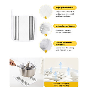 Grey White Stripes 2 PCS Pot Holders for Kitchens Counter, Casual Bohemian Geometric Art Decor Heat Insulated Podholders Oven Hot Pads for Cooking BBQ Baking Heat Proof Mat