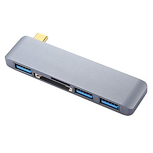Jiali USB-C Hub Converter 5 in 1 Multi-Function Aluminium Alloy 5Gbps Transfer Rate USB-C/Type-C HUB Adapter with 3 USB 3.0 Ports & SD Card Slot & TF Card Slot for MacBook 2015/2016 / 2017(Grey)