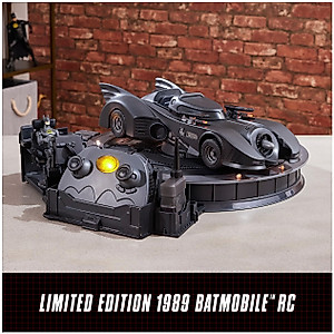 DC Comics, Official 1989 Batmobile RC, Exclusive Batman Figure, Limited Edition Collector's Item, Smoke Effects, Batcave Chargeable Base, Ages 14+
