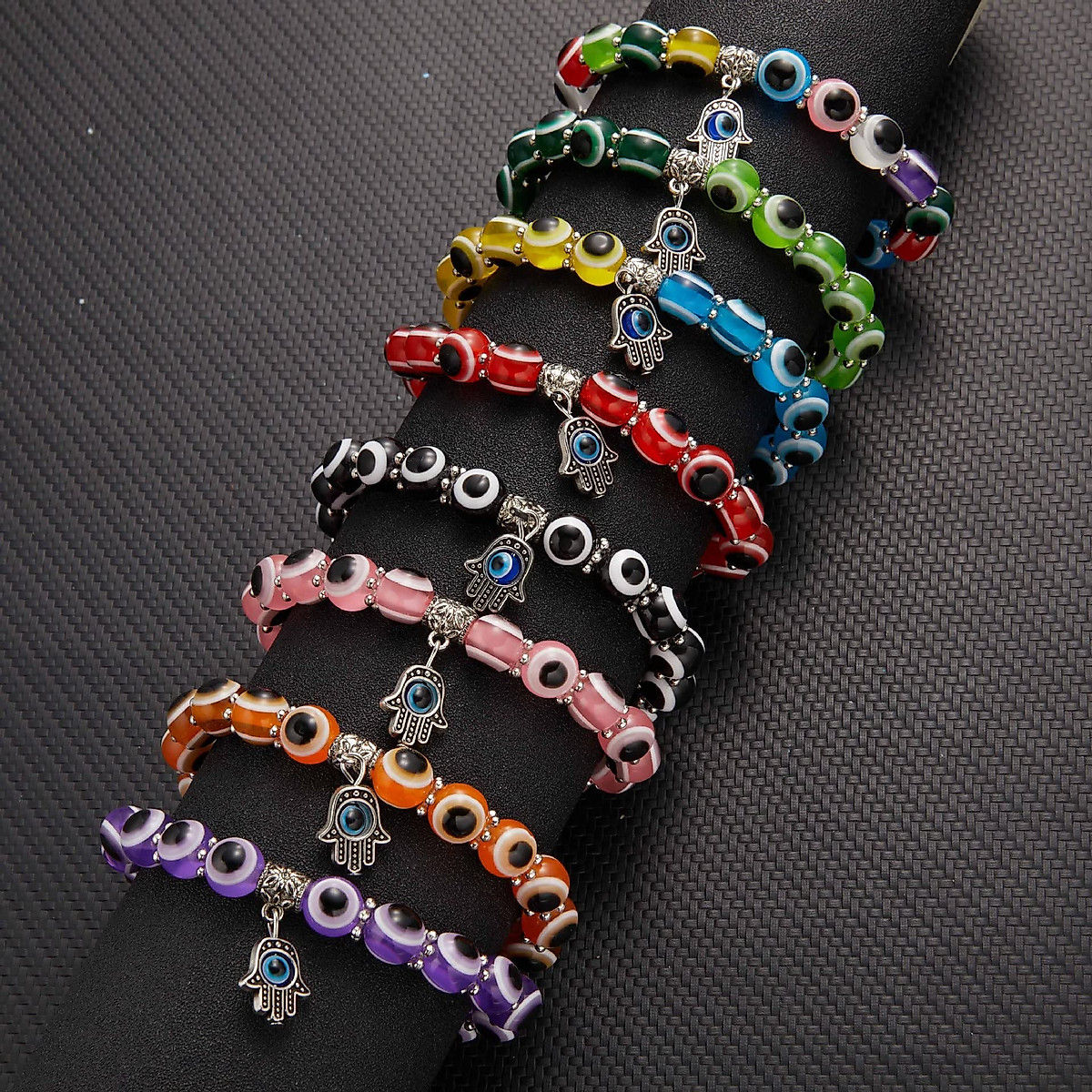 3 Pcs Colorful Evil Eyes Bracelet Amulet Protection Bracelet Braided Rope Bracelet Handmade Lucky Protection Bracelets Adjustable Red String Hamsa Charm Bracelet Wish Friendship Jewelry for Women Mens-Pink