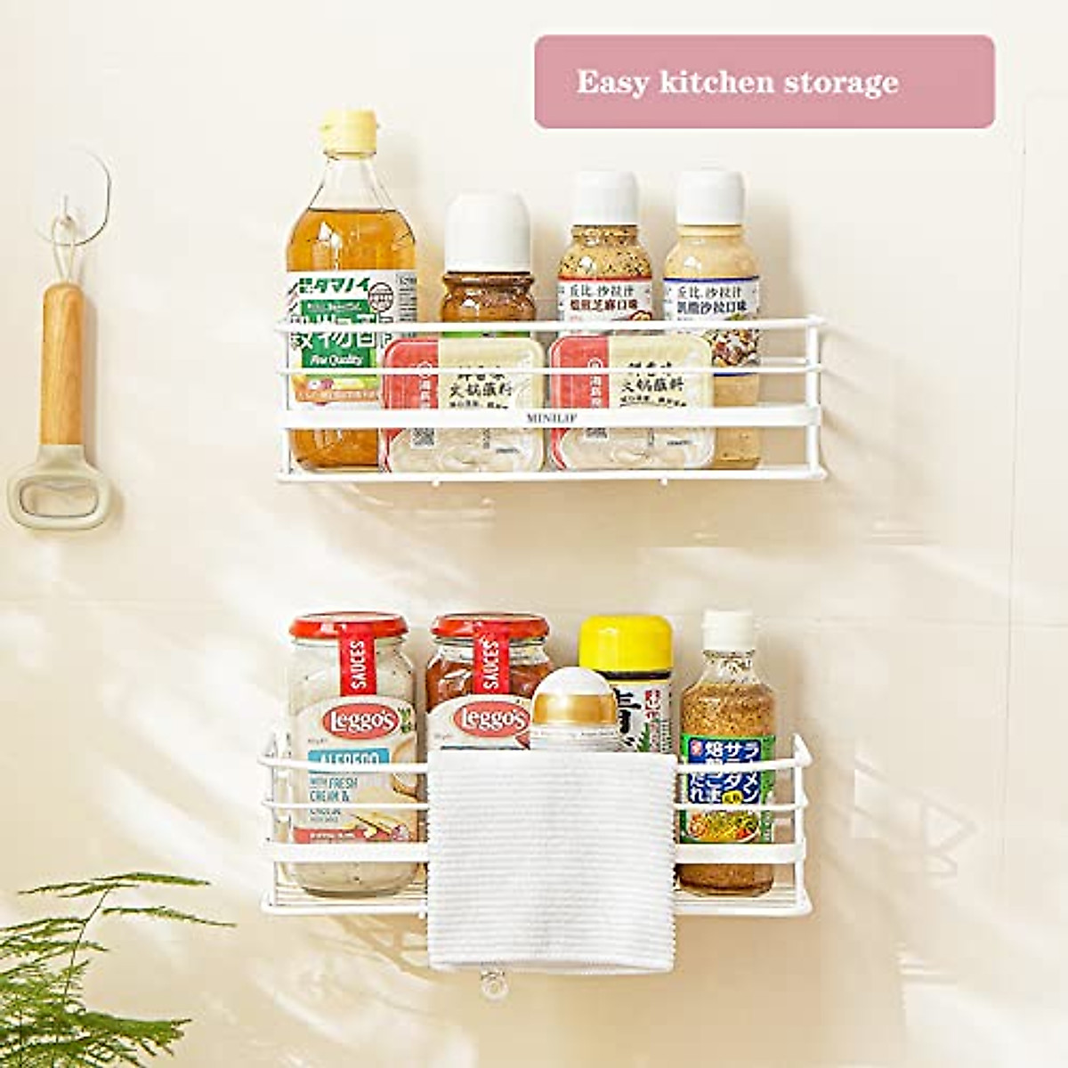 MINILIF Shower Caddy Basket Shelf,Caddy Organizer,Wall Mounted Bathroom Organizer,Antirust baking paint, No Drilling,Storage Rack for Bathroom Shower Kitchen (White)