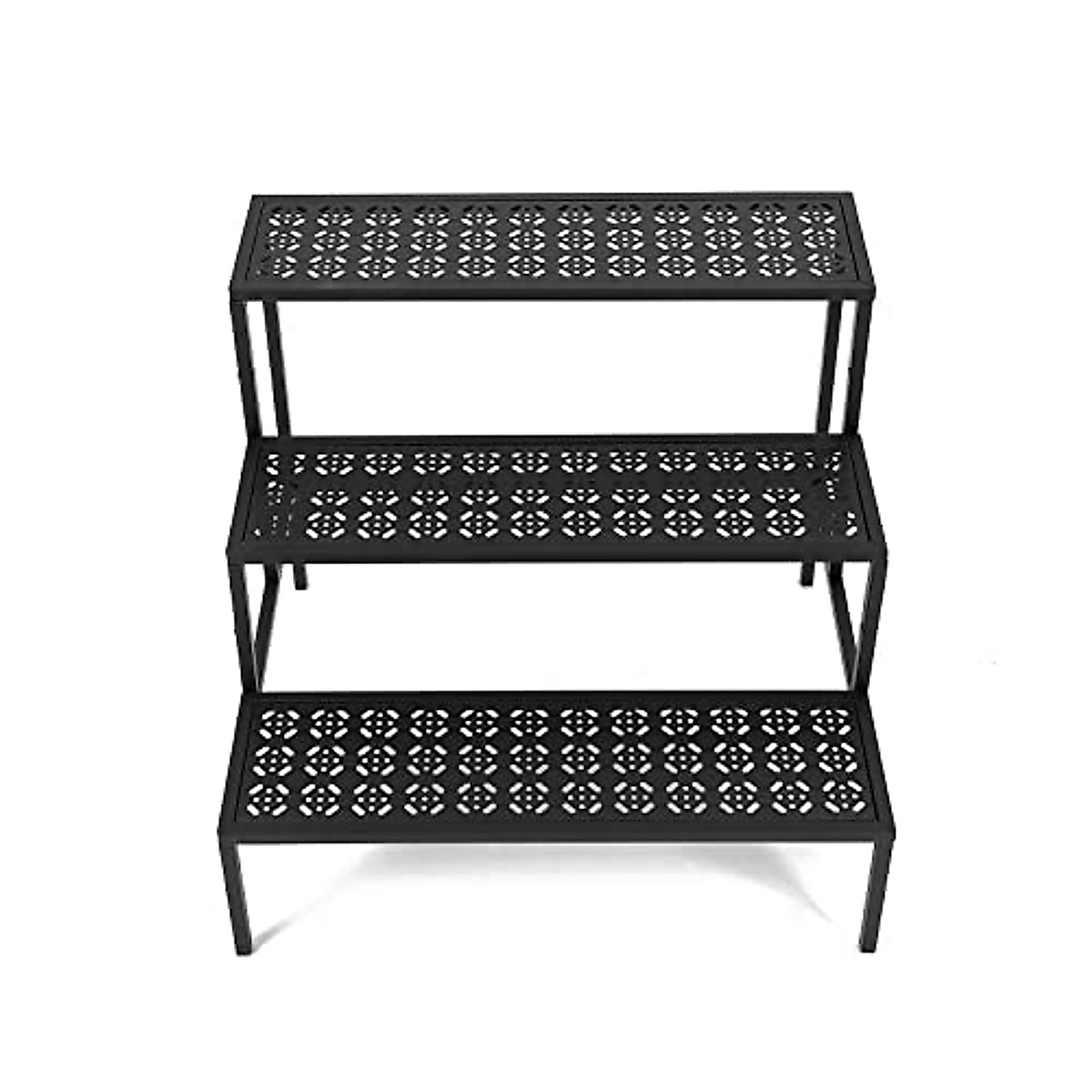 3-Tier Metal Plant Stand Indoor - Tiered Outdoor Plant Holder for Flower Pot Display, Garden Ladder Shelf Flower Step Mofesun (Straight)