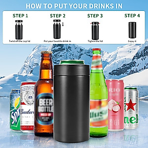 Olerd 16oz Double wall Stainless Steel Insulated Can Cooler, Bottle or Tumbler for Slim Beer & Hard Seltzer Cans, Beer Bottle Holder (BLACK)