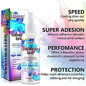 2x100ml Sublimation Spray, Sublimation Coating Spray for All Fabric, Including 100% Cotton, Polyester, Carton, Tote Bag, Pillows, Mugs, Canvas, Quick Dry & Super Adhesion, High Gloss Vibrant Color