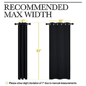 NICETOWN Pitch Black Solid Thermal Insulated Grommet Blackout Curtains/Drapes for Bedroom Window (2 Panels, 42 inches Wide by 63 inches Long, Black)