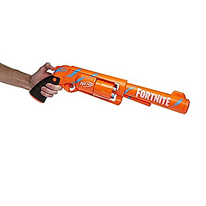 NERF Fortnite 6-SH Dart Blaster - Camo Pulse Wrap, Hammer Action Priming, 6-Dart Rotating Drum, Includes 6 Official Elite Darts