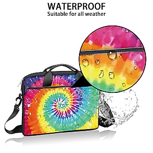 Tie Dye Painting Laptop Computer Bag Waterproof Shoulder Messenger Bag 13-15 inch Durable Laptop Tote Bag with Shoulder Strap Handle Lightweight Crossbody Briefcase