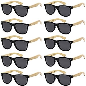 Got Shades Wholesale Bamboo Sunglasses Retro 80's Wood Sunglasses Men-Cool Sunglasses for Men & Women-10 Pack
