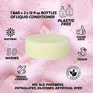 Shower Candy Moroccan Mint Solid Hair Conditioner Bar | Natural Conditioner with Plastic-Free Packaging | Zero Waste Compostable Pouch - SLS free Conditioner| Travel Size Conditioner Bars