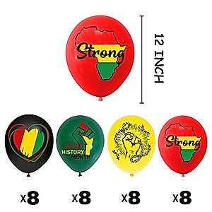 Black History Month Balloons Party Decoration African American Fist February Holiday Latex Balloons Black History Month Latex Balloons Decorations(32pcs)