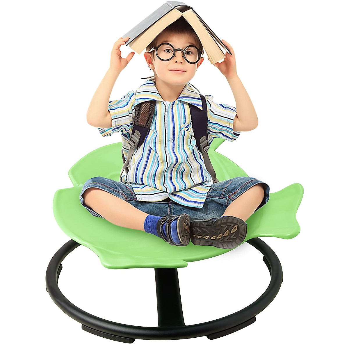 LulliSpace Kids Swivel Chair,Sensory Spinning Chair for Kids,Body Sensory Toy Chair,Autism Children's Chair, Boost Balance and Coordination in Kids,Metal Base Chair,Non-Slip